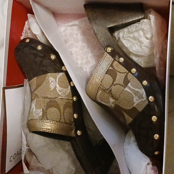 Coach | Shoes | Coach Caterina Patchwork 75 Med 3487 Clogs Mules | Poshmark